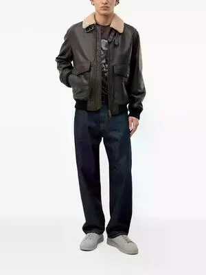 Hugo Shearling-collar Leather Jacket