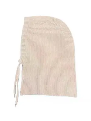 Peserico Ribbed-knit Drawstring Balaclava - Neutrals