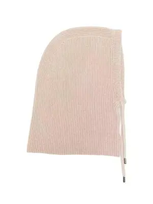 Peserico Ribbed-knit Drawstring Balaclava - Neutrals