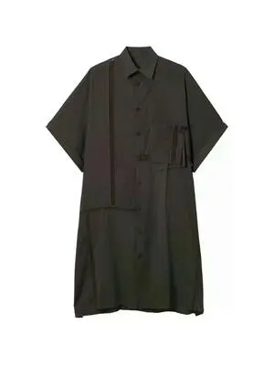 Y’s Patch-pocket Midi Shirt Dress - Grey