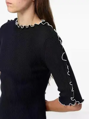 Fabiana Filippi Ruffled Ribbed-knit Sweater