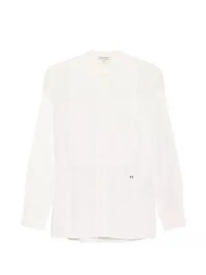 MOISMONT Embroidered Bib-front Shirt - White