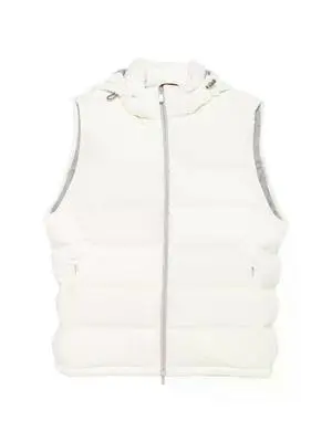 Brunello Cucinelli Quilted Hooded Gilet - Neutrals