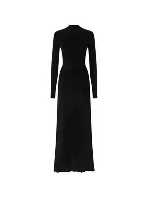 Pinko Long Wool-blend Dress With Cut-out - Black