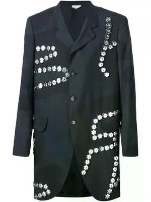 Comme Des Garçons Graffiti' Embellished Coat - Black