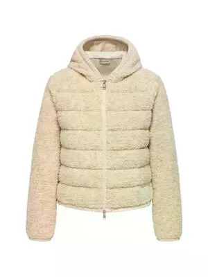 Moncler Fleece-texture Logo-patch Puffer Jacket - White