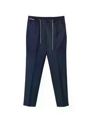 Corneliani Drawstring-waist Pressed-crease Trousers - Blue