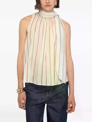 SEMICOUTURE Rayas Striped Tie-neck Top