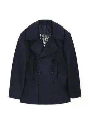 FORTELA Double-breasted Wool Coat - Blue