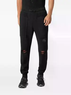 PLEIN SPORT Destroyed Raw-edge Track Pants - Black