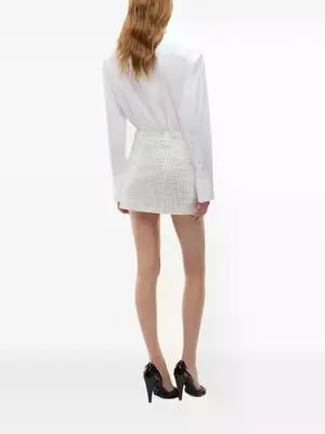 Pinko Fully Rhinestoned Wrap Mini Skirt - White