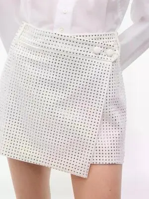 Pinko Fully Rhinestoned Wrap Mini Skirt - White