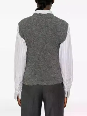 AMI Paris V-neck Logo-embroidered Sweater - Grey
