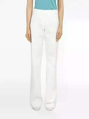 FERRAGAMO Pressed-crease Cotton Trousers - White
