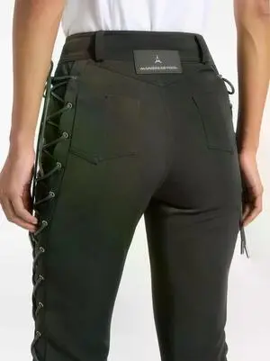 Manière De Voir Ambrein Olive Drill Lace-up Flared Trousers - Green
