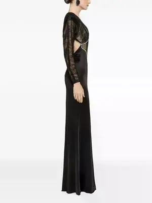 NISSA Lace-panelled Crystal-embellished Dress