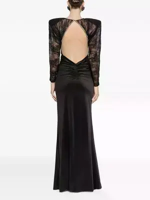 NISSA Lace-panelled Crystal-embellished Dress