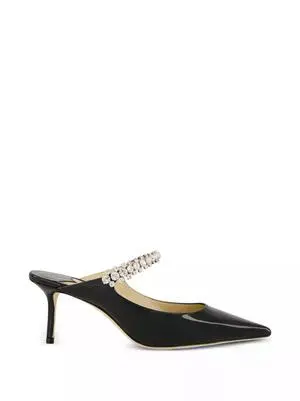 JIMMY CHOO Bing 65 Patent-leather Mules With Crystal Strap - Black