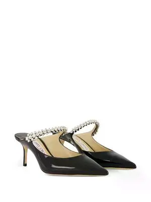 JIMMY CHOO Bing 65 Patent-leather Mules With Crystal Strap - Black