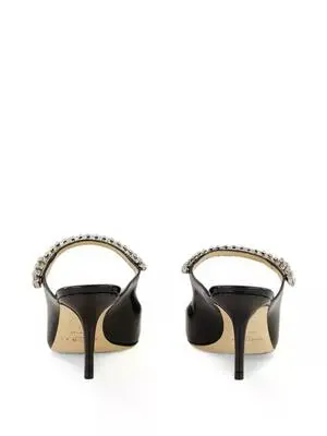 JIMMY CHOO Bing 65 Patent-leather Mules With Crystal Strap - Black