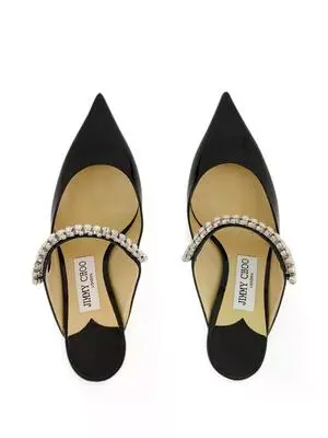 JIMMY CHOO Bing 65 Patent-leather Mules With Crystal Strap - Black
