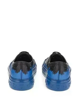 FERRAGAMO Gancini-embossed Leather Sneakers - Black