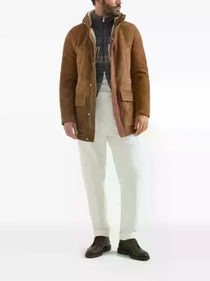 Brunello Cucinelli Suede Curly Shearling Parka