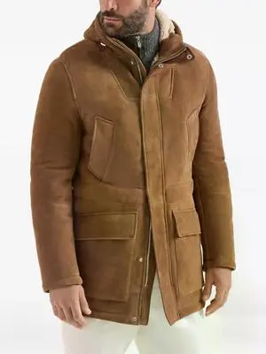 Brunello Cucinelli Suede Curly Shearling Parka