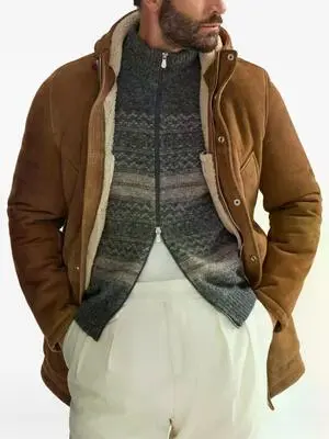 Brunello Cucinelli Suede Curly Shearling Parka