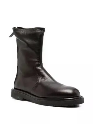 POMME D´OR Rear-zip Leather Ankle Boots - Brown