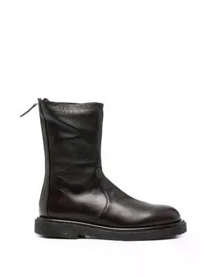 POMME D´OR Rear-zip Leather Ankle Boots - Brown