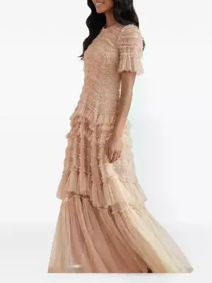 NEEDLE & THREAD Valentine Ruffled Gown - Neutrals