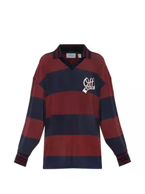 Off-White Logo-patch Striped Polo Shirt - Red