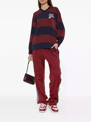 Off-White Logo-patch Striped Polo Shirt - Red