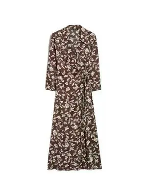PENNYBLACK Floral-print Wrap Midi Dress - Brown
