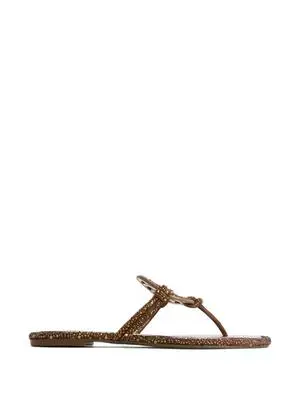 Tory Burch Miller Crystal Knotted Sandals Brown