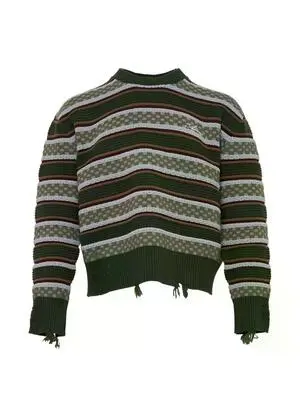 Amiri Striped Distressed Sweater - Green