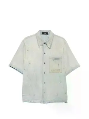 Amiri Crystal-embellished Logo-patch Shirt - Blue