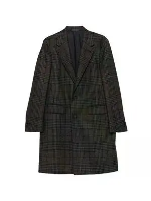 Caruso Checked Single-breasted Coat - Brown
