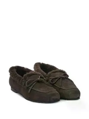 AeydĒ Jasper Shearling-trim Suede Loafers - Brown