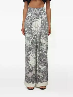 BLUGIRL Lace-print Palazzo Pants - White