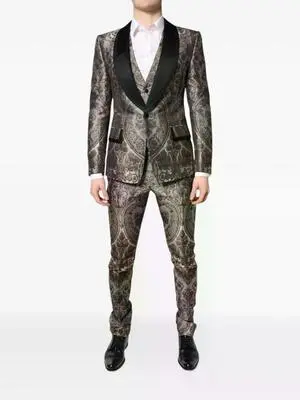 Dolce & Gabbana Baroque-jacquard Three-piece Suit - Grey