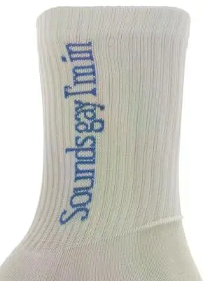 CARNE BOLLENTE Logo-embroidered Ribbed-knit Socks - White