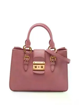 Miu Miu 2010-2026 Goatskin Madras Satchel - Pink