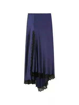 Isabel Marant Étoile Alexandra Silk Satin Skirt With Lace Detail - Blue