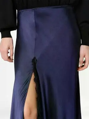 Isabel Marant Étoile Alexandra Silk Satin Skirt With Lace Detail - Blue
