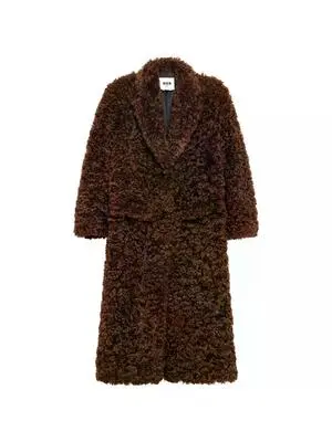 MSGM Faux-shearling Double-breasted Coat - Brown