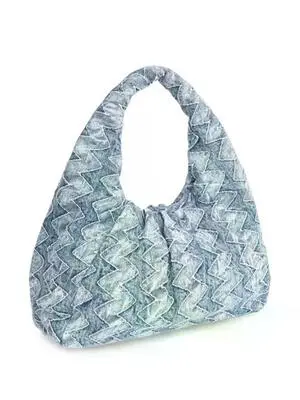 GAELLE PARIS Maxi Zigzag-patchwork Denim Shoulder Bag