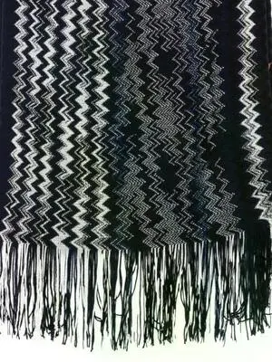 Missoni Zigzag-knit Fringed Scarf - Blue
