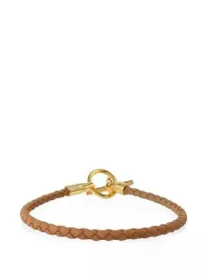 Hermès Glenan Braided-leather Bracelet - Gold